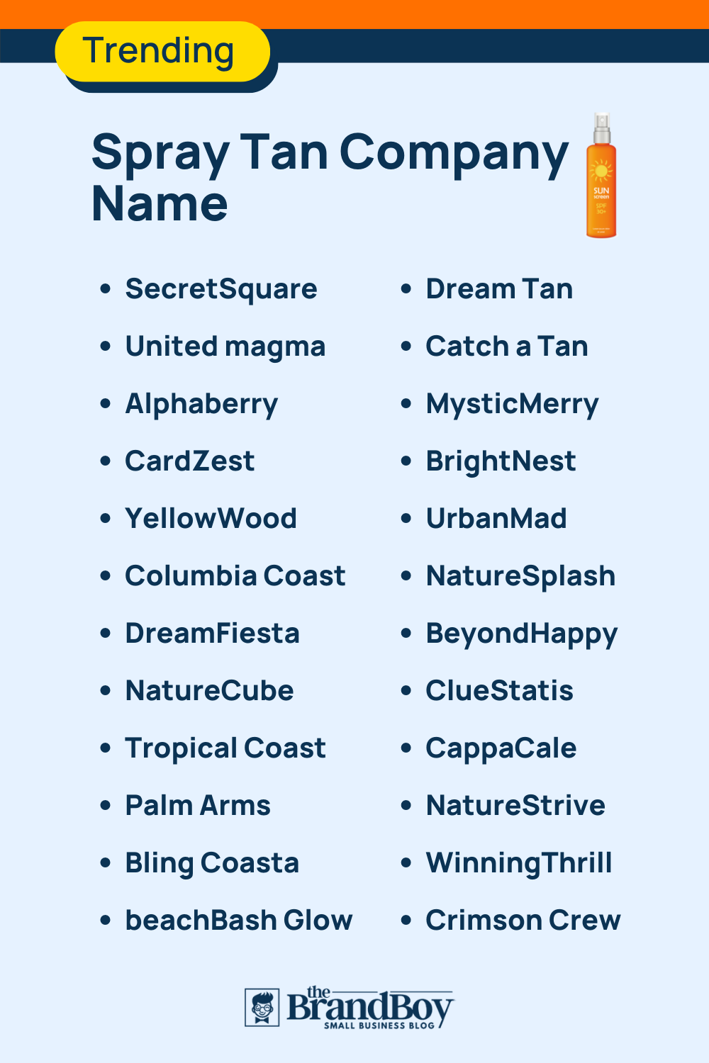 685+ Spray Tan Company Names ( Video + infographic)