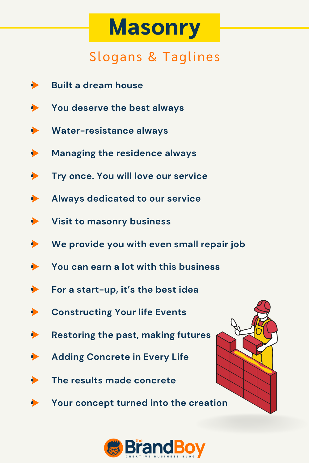 626+ Catchy Masonry Slogans Collection - BrandBoy
