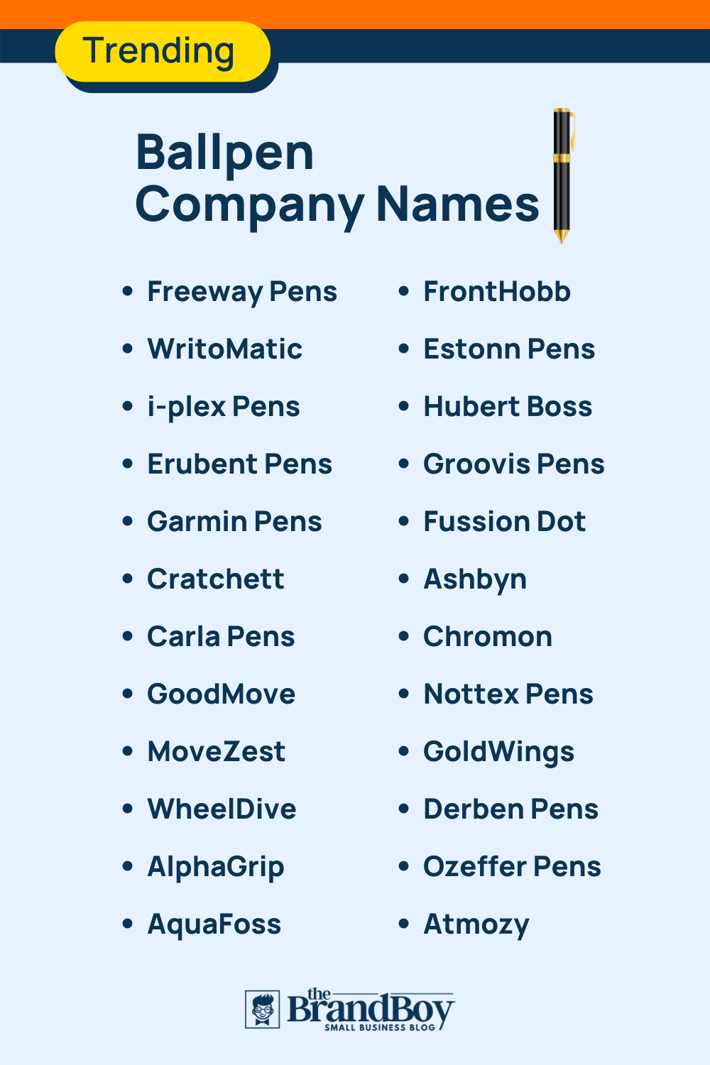 625+ Creative Ballpen Company Names (Generator + Guide) - TheBrandBoy.com