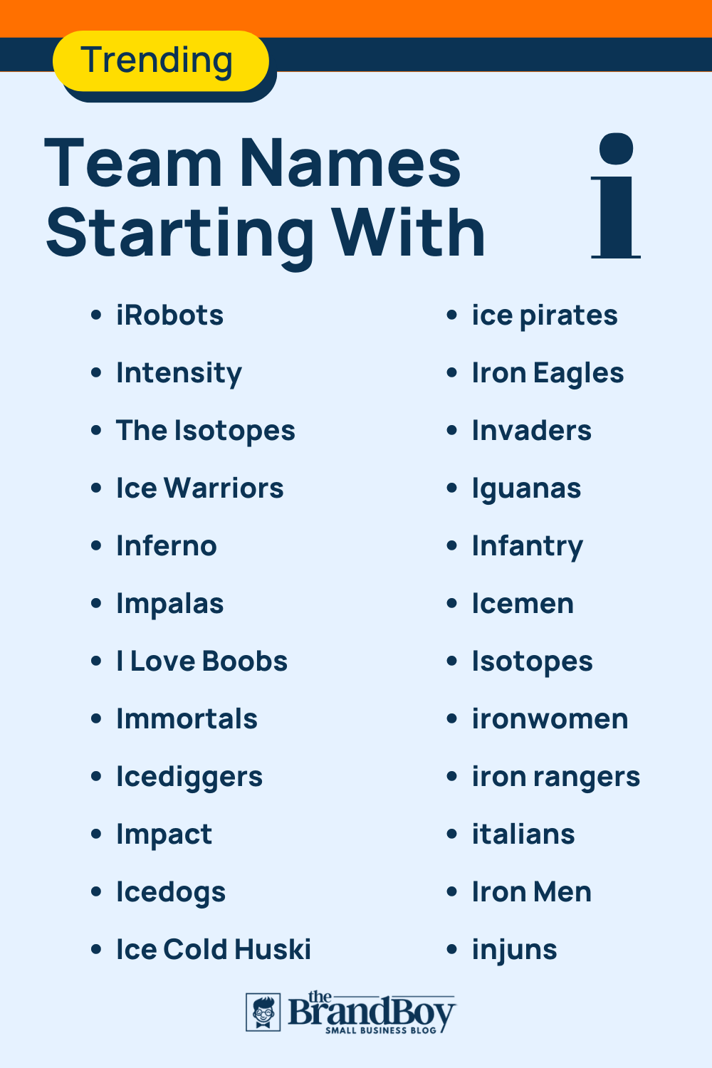 250+ Cool Team Names Starting with I (Generator) - BrandBoy