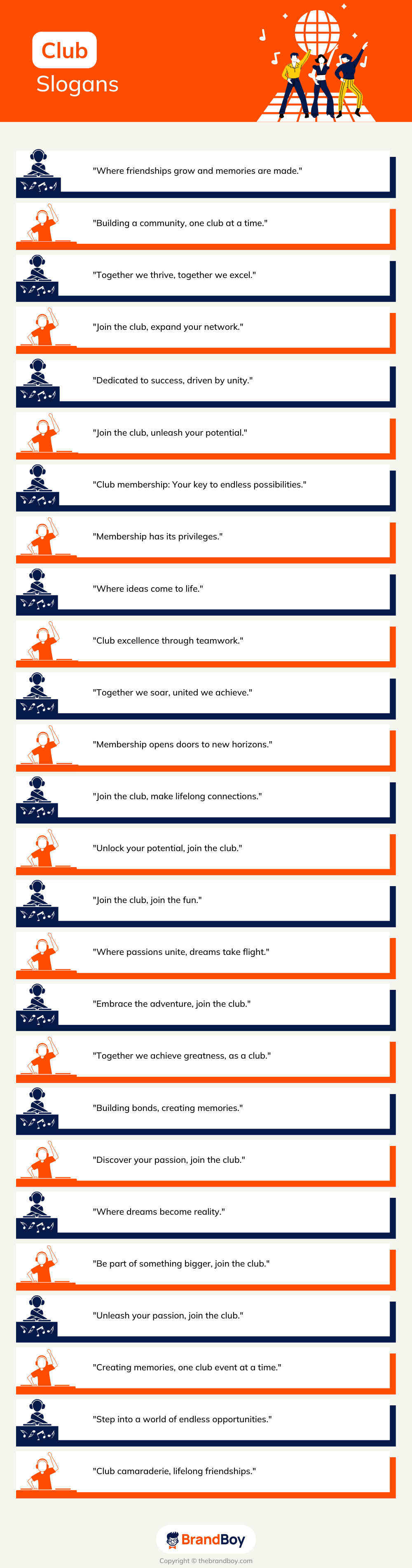 985+ Club Slogans and Taglines (Generator + Guide) - theBrandBoy