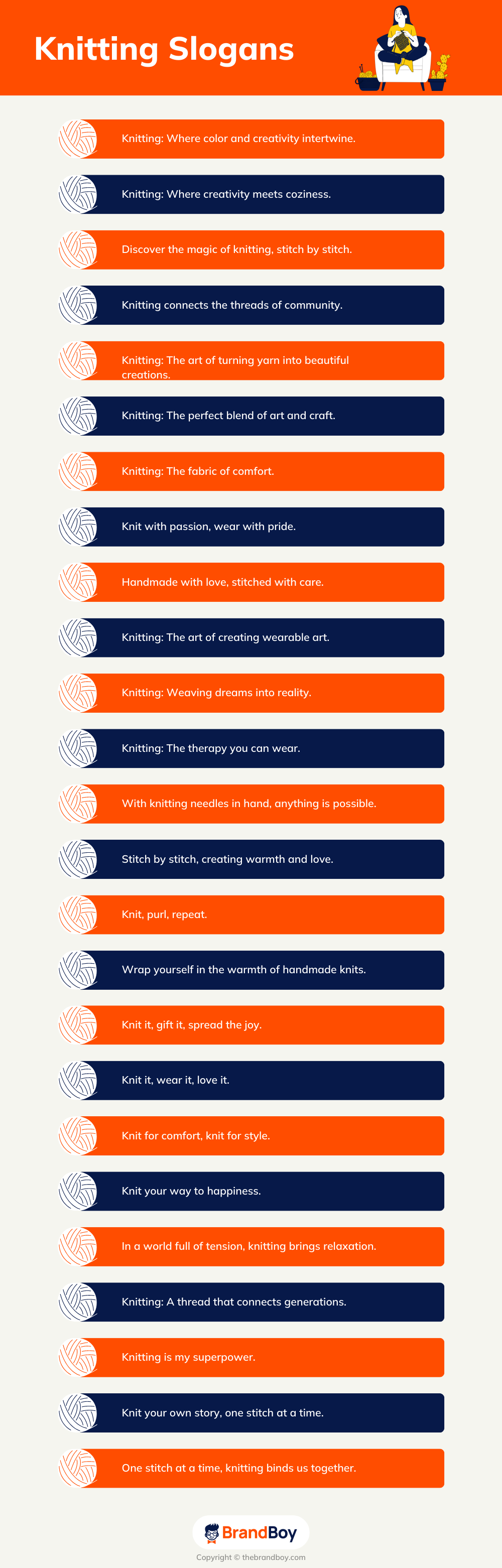 375+ Knitting Slogans and Taglines (Generator + Guide) | Thebrandboy