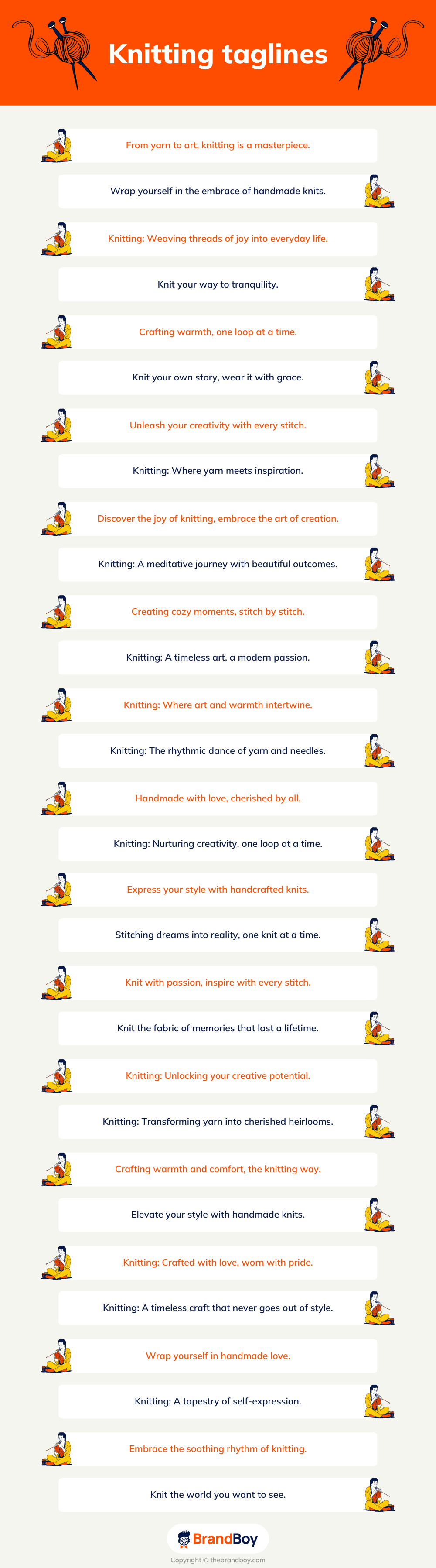 375+ Knitting Slogans and Taglines (Generator + Guide) | Thebrandboy