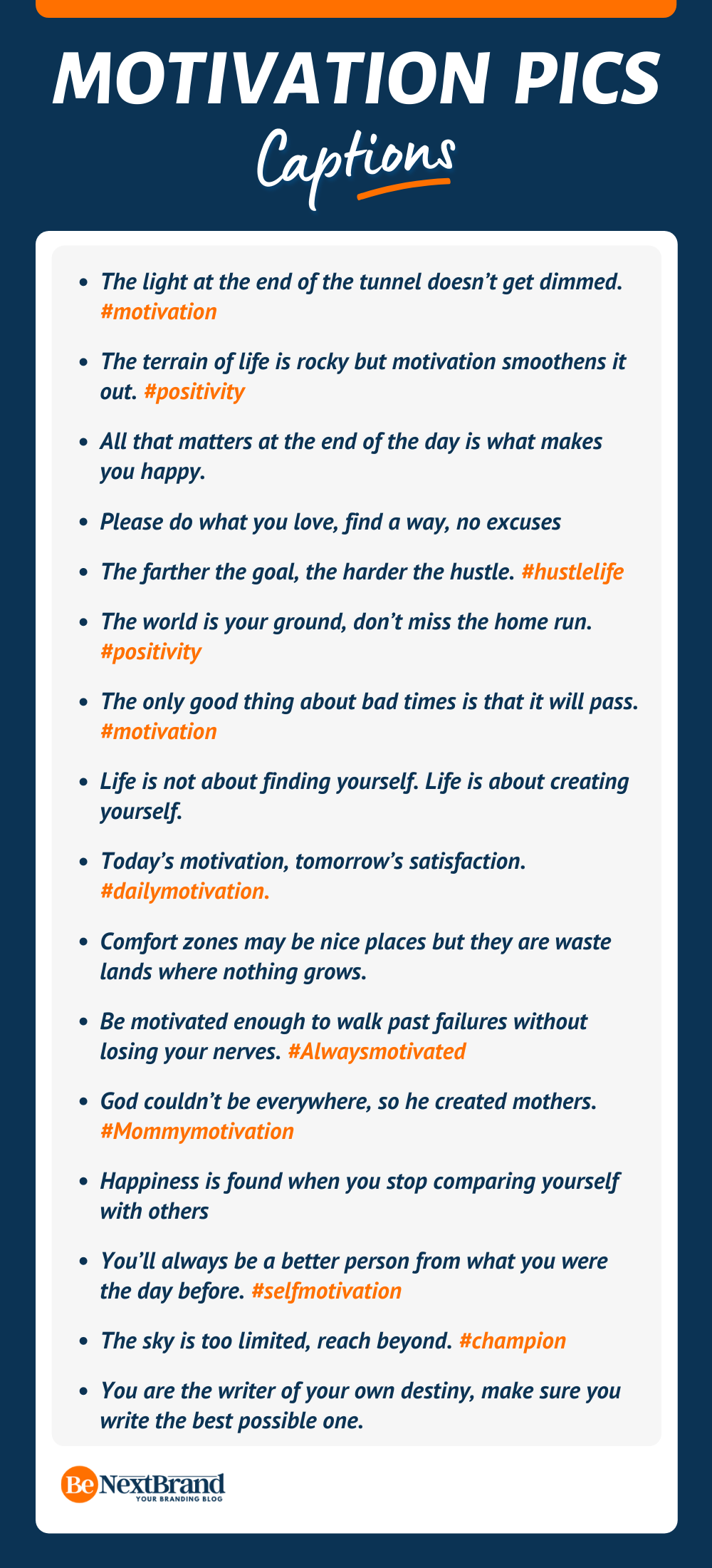 110+ Motivation Captions for Instagram🎯(Generator+Guide) - BeNextBrand